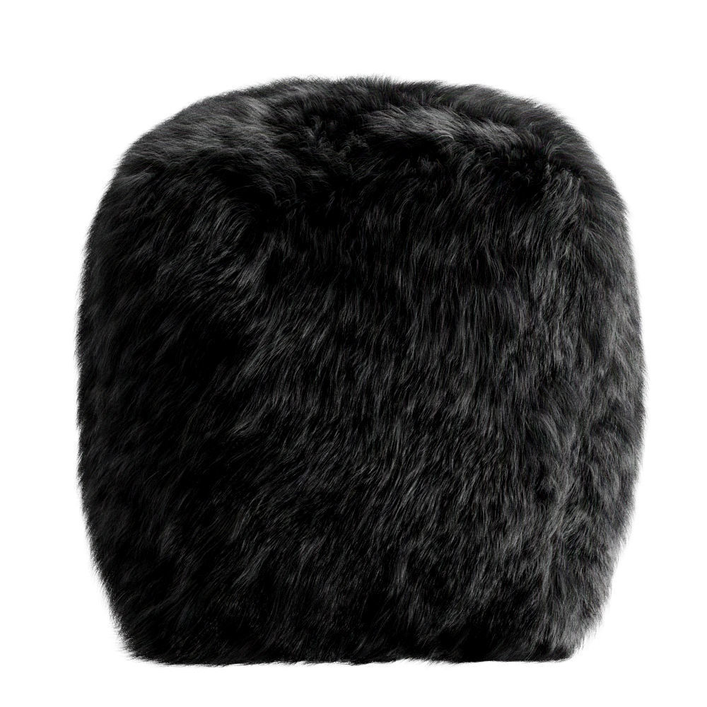 Pouf Black Fur 3D model | CGTrader