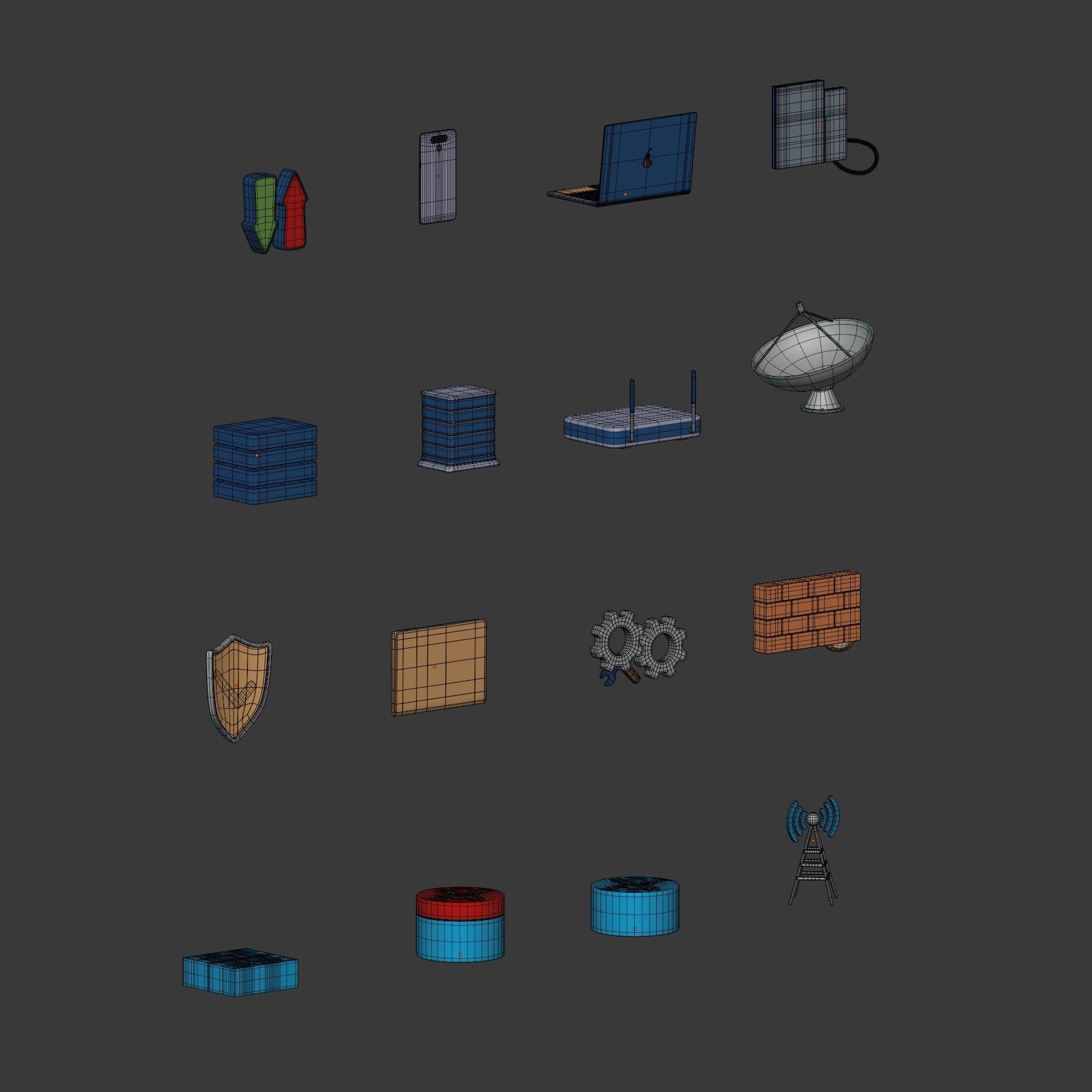 3D model Network Icons Pack VR / AR / low-poly | CGTrader