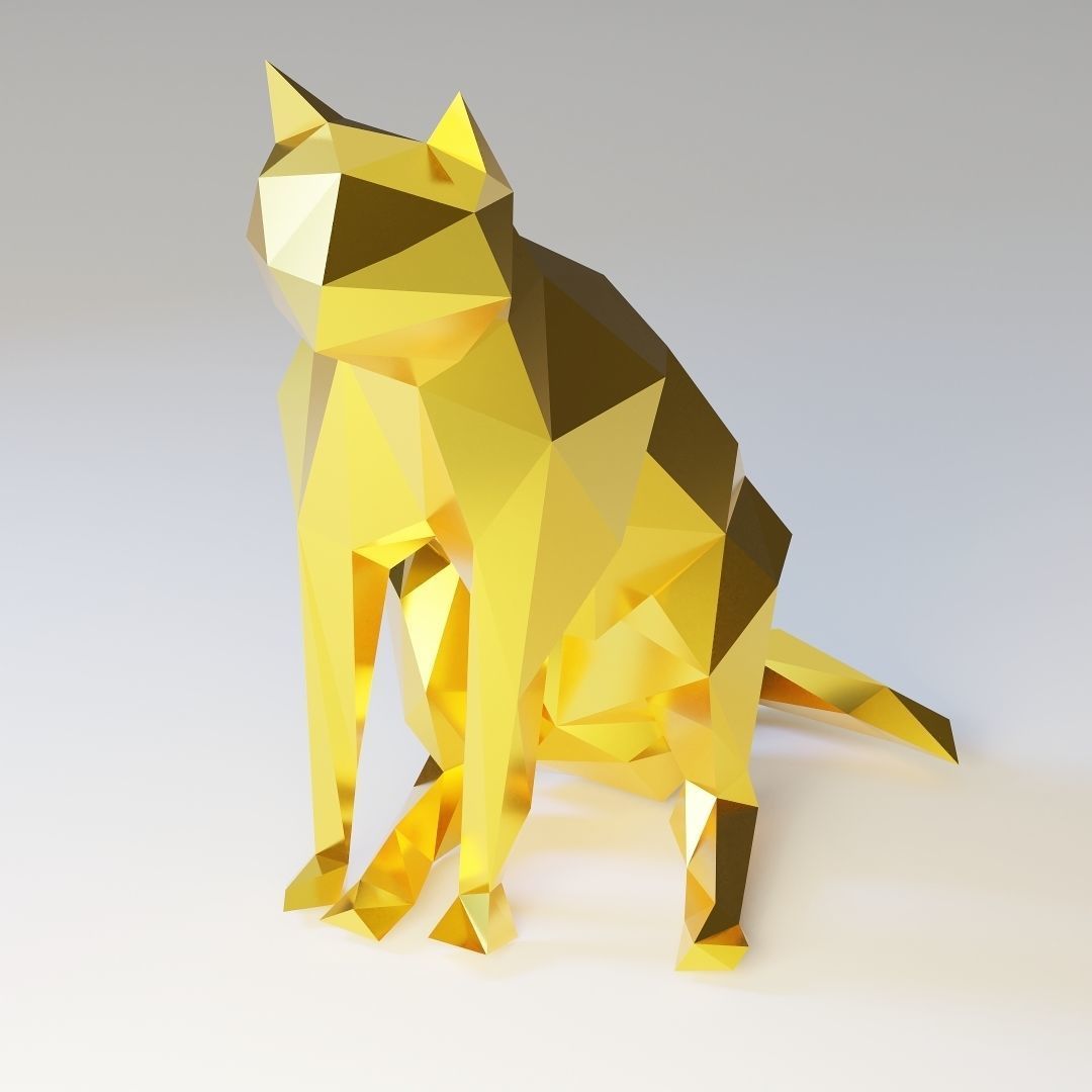 Stylized cat for 3D printing polygonal and mesh 3D model 3D printable ...