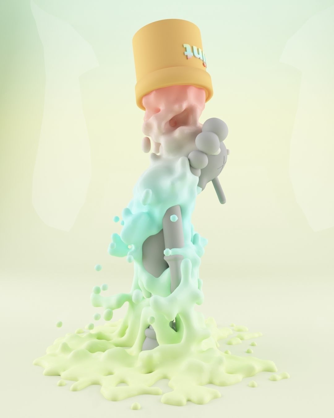 KAWS Paint Sculpture 3D model 3D printable | CGTrader