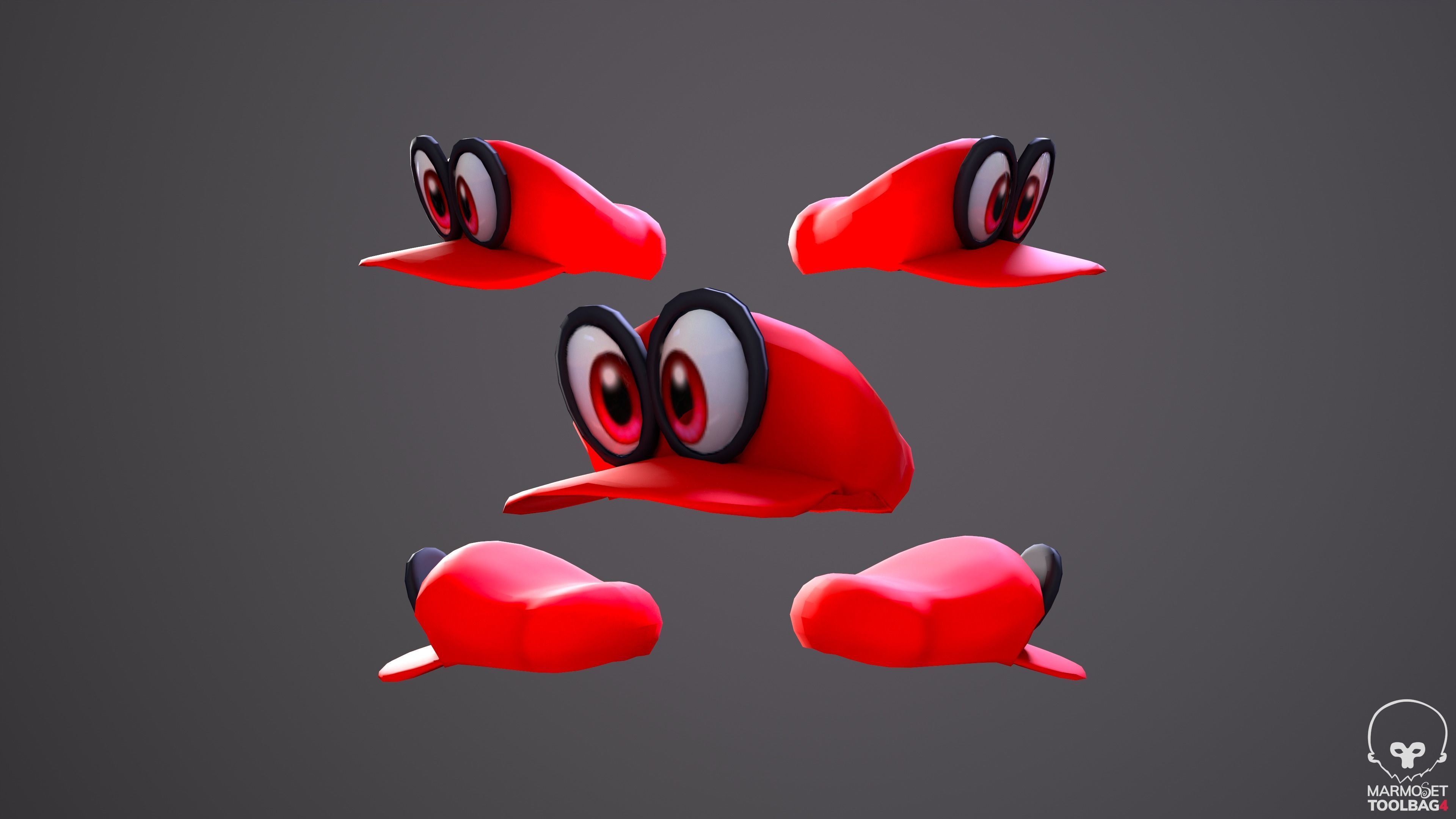 3D model Man hat Mario Odyssey character game ready low poly VR / AR ...