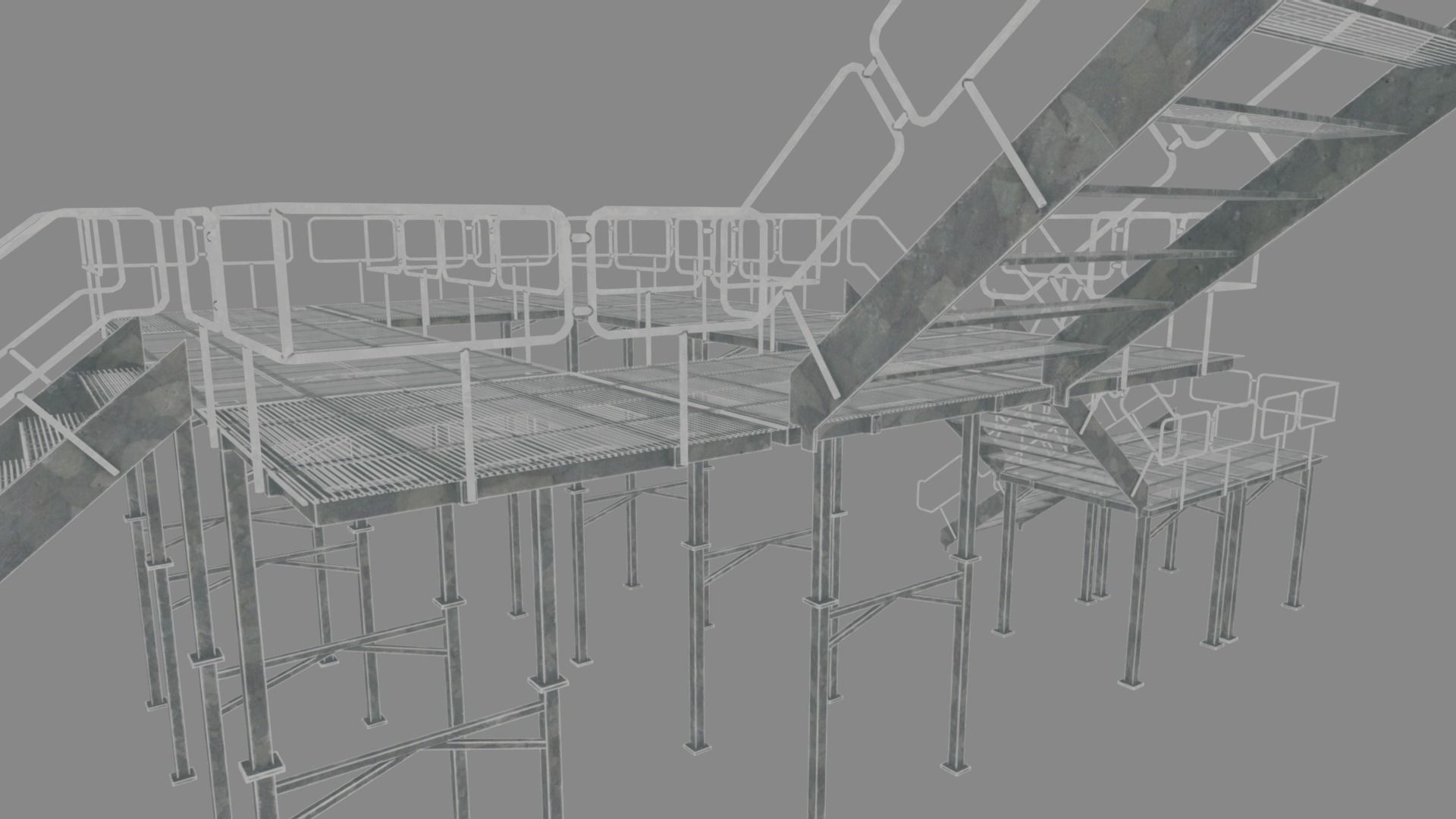 3D model Modular stairs and gantry VR / AR / low-poly | CGTrader