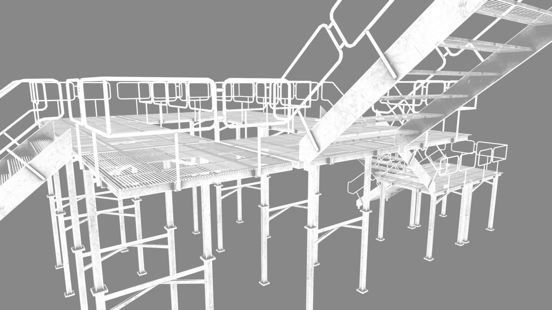 3D model Modular stairs and gantry VR / AR / low-poly | CGTrader