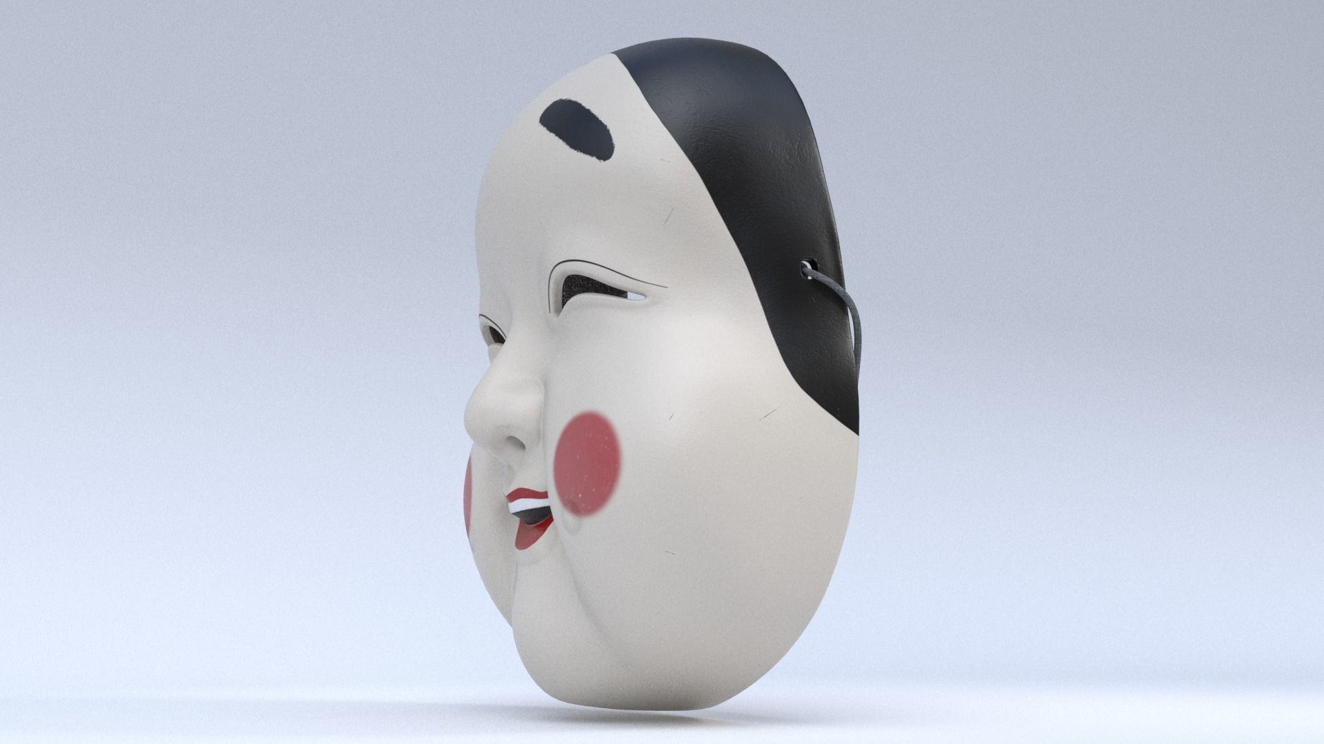3D model Japanese Okame - Otafuku Noh mask VR / AR / low-poly | CGTrader