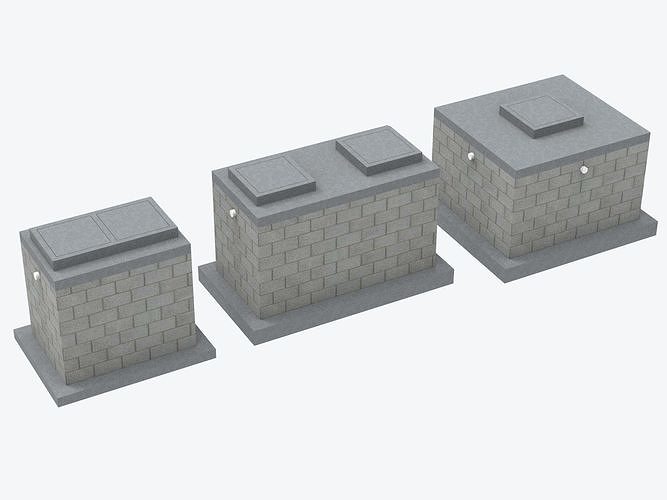 Parametric Concrete Septic Tank Soak Pit and Grease Trap 3D model ...