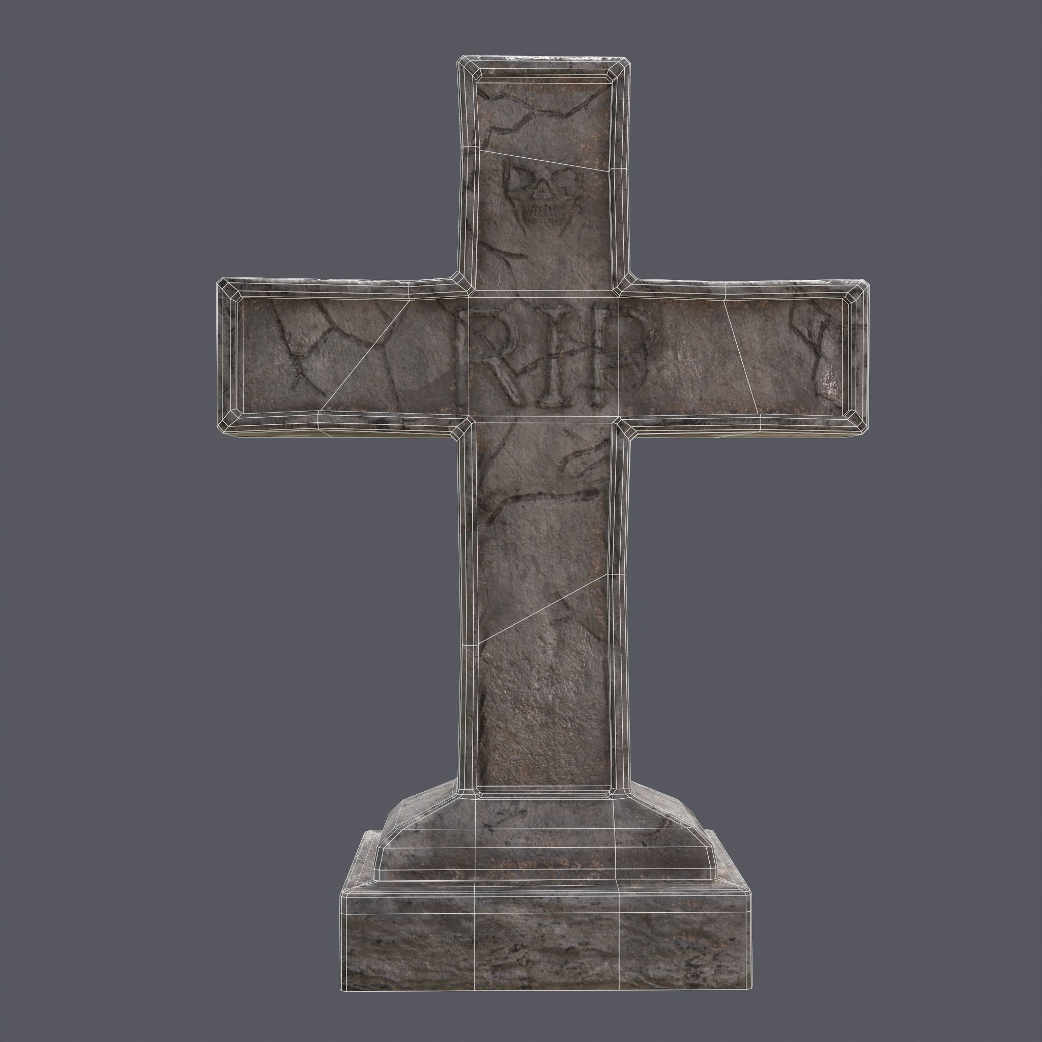3D model RIP Cross Grave Stone VR / AR / low-poly | CGTrader
