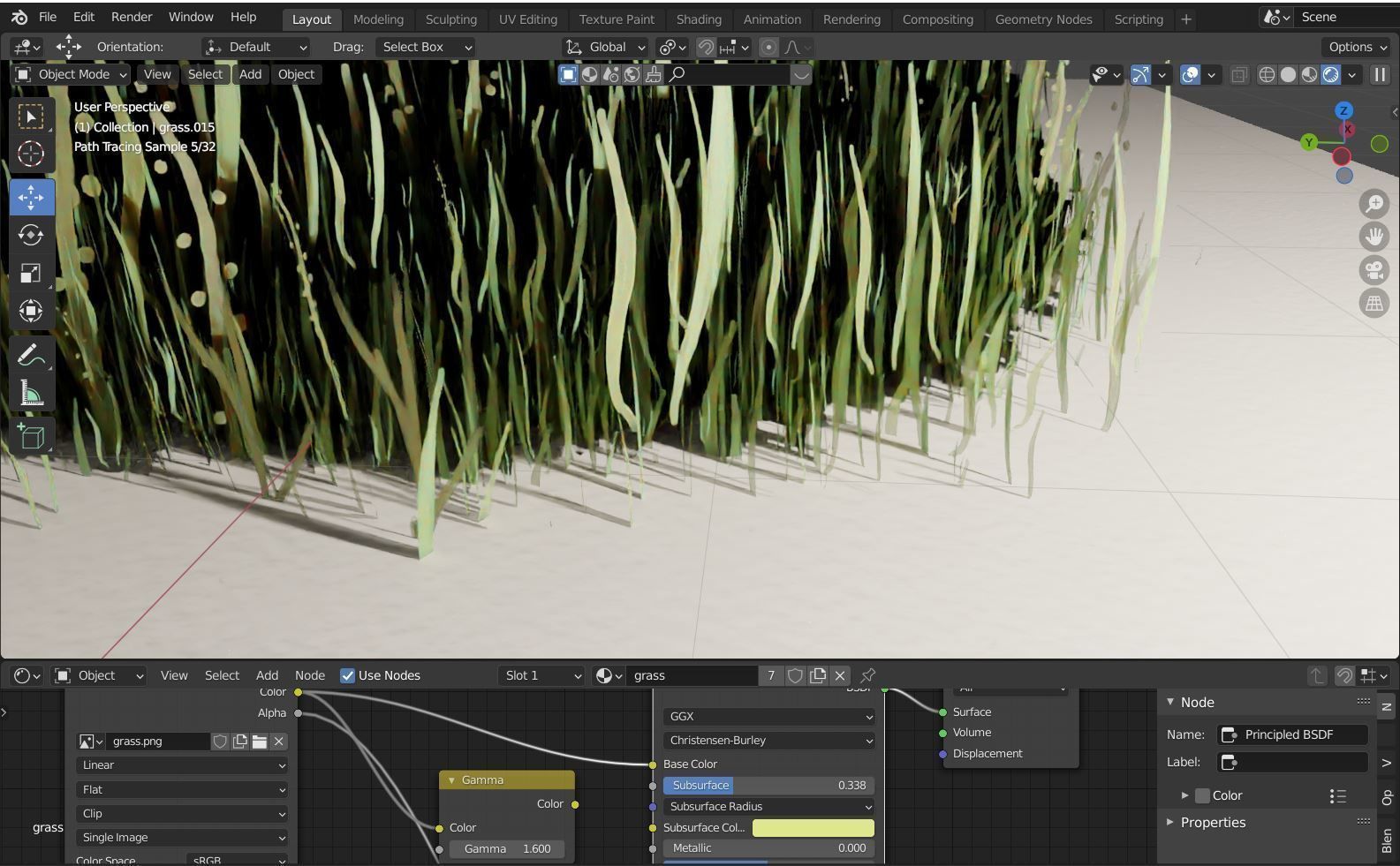 3D model Watercolor ready grass handmade design VR / AR / low-poly ...