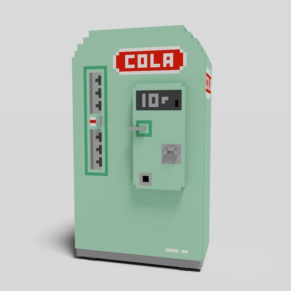 3D model Voxel Vintage Retro 1950s Cola Vending Machine VR / AR / low ...