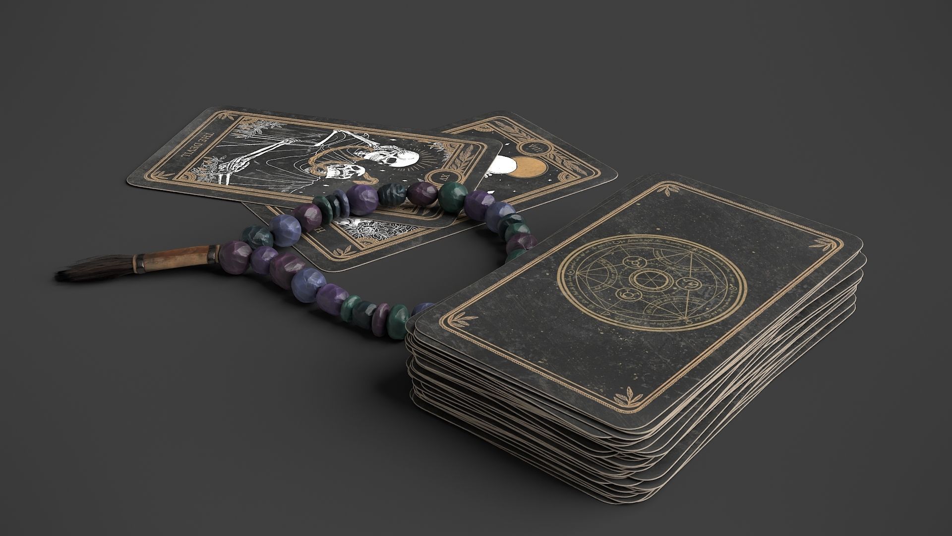 Tarot Cards and Beads 3D model | CGTrader