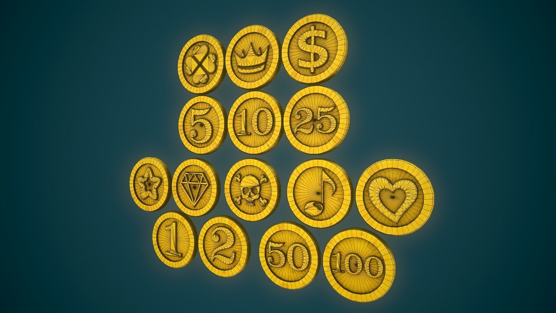 3D model Simple Coins Pack VR / AR / low-poly | CGTrader