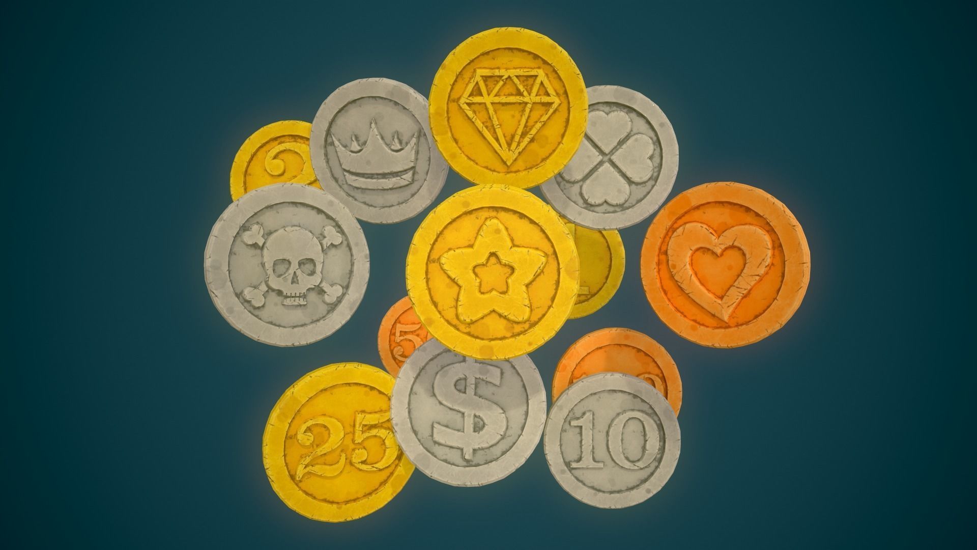 3D model Simple Coins Pack VR / AR / low-poly | CGTrader