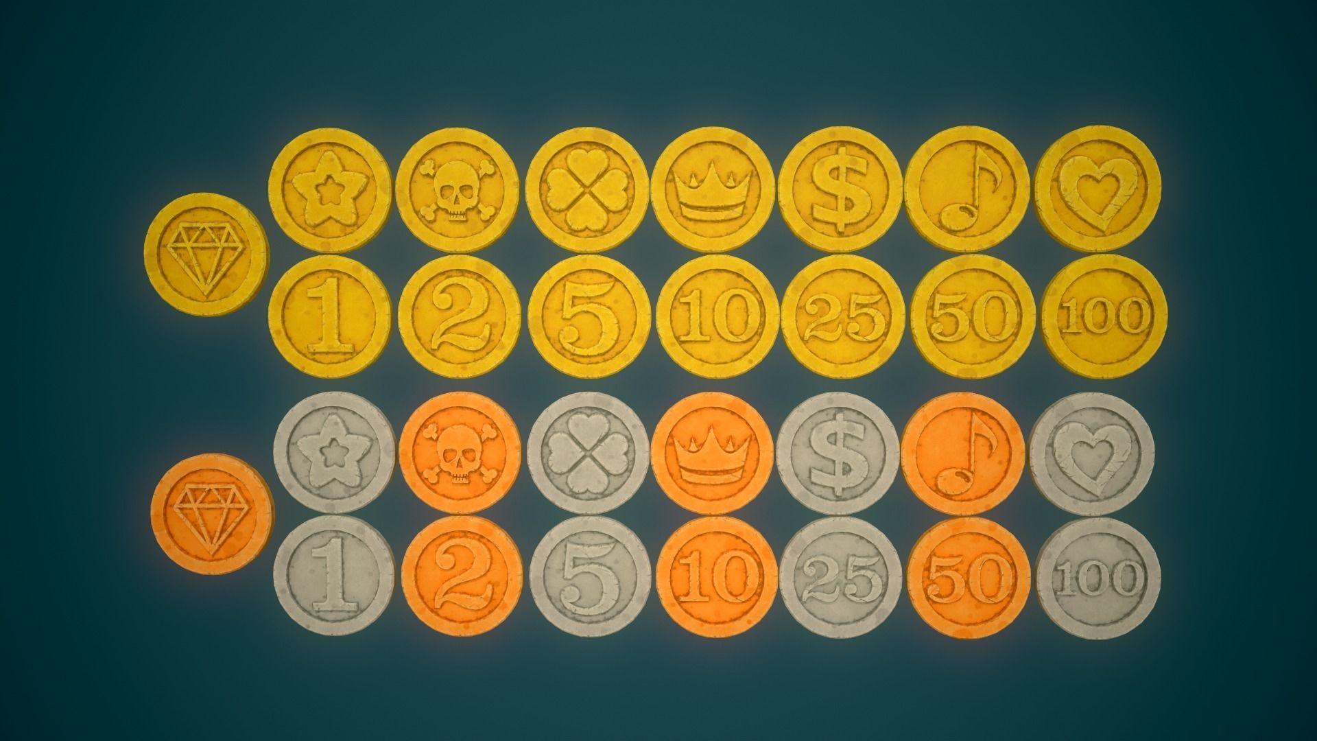 3D model Simple Coins Pack VR / AR / low-poly | CGTrader
