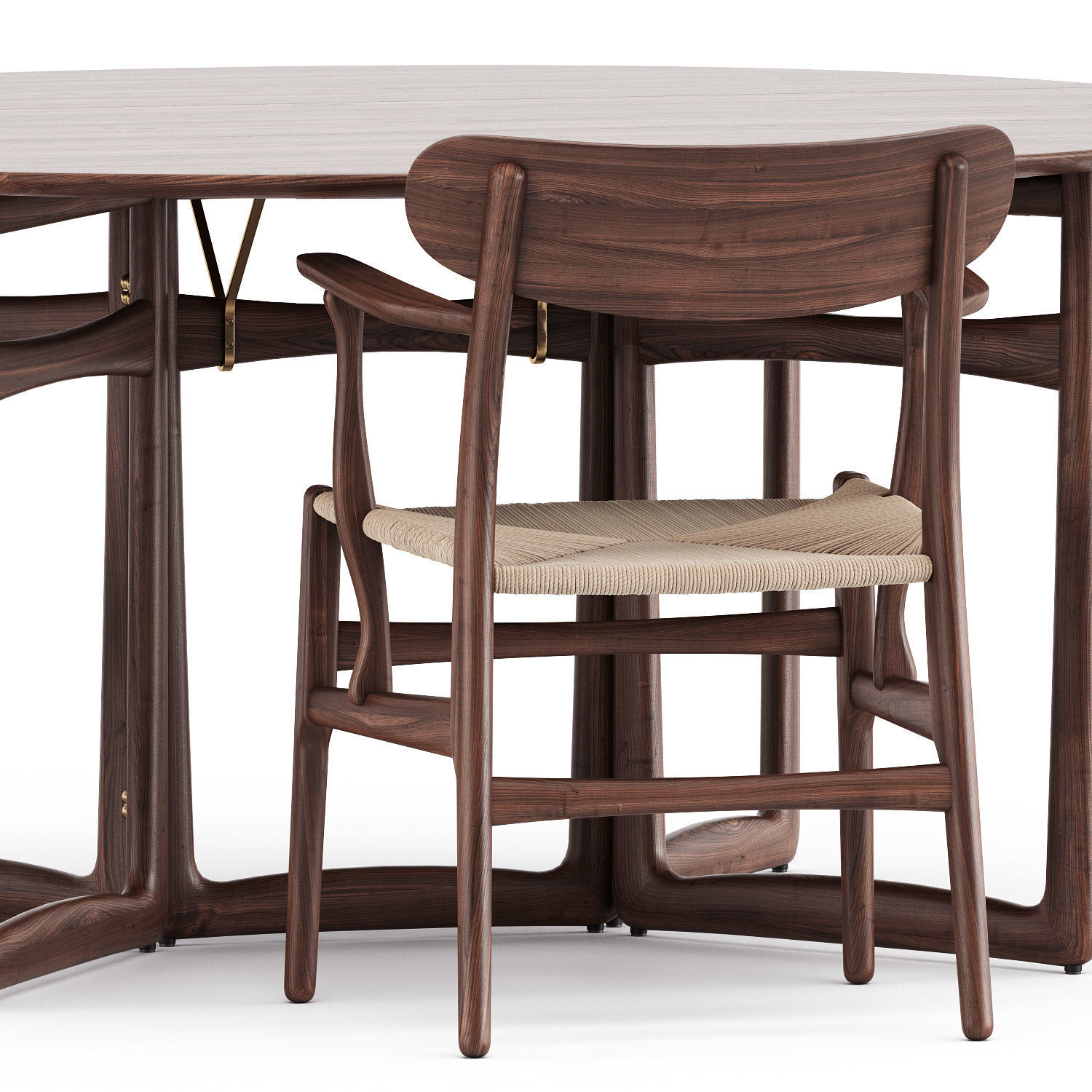 CH26 chair by Carl Hansen and Son and Drop Leaf HM6 Table 3D model ...
