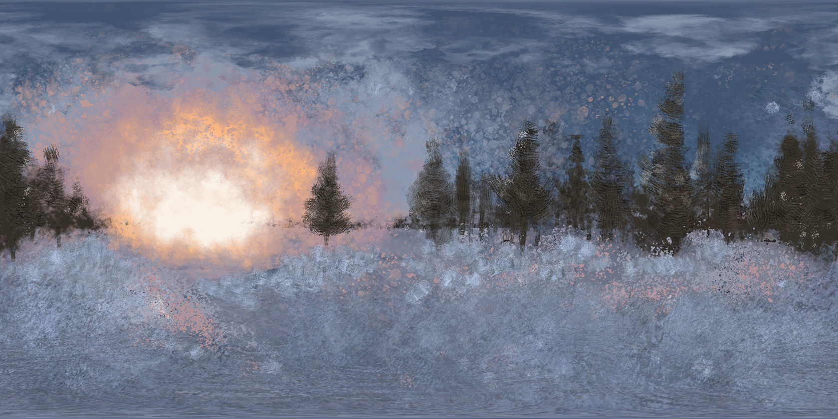 3D model 360 VR Panoramic Skybox equirectangular handpainted snow ...