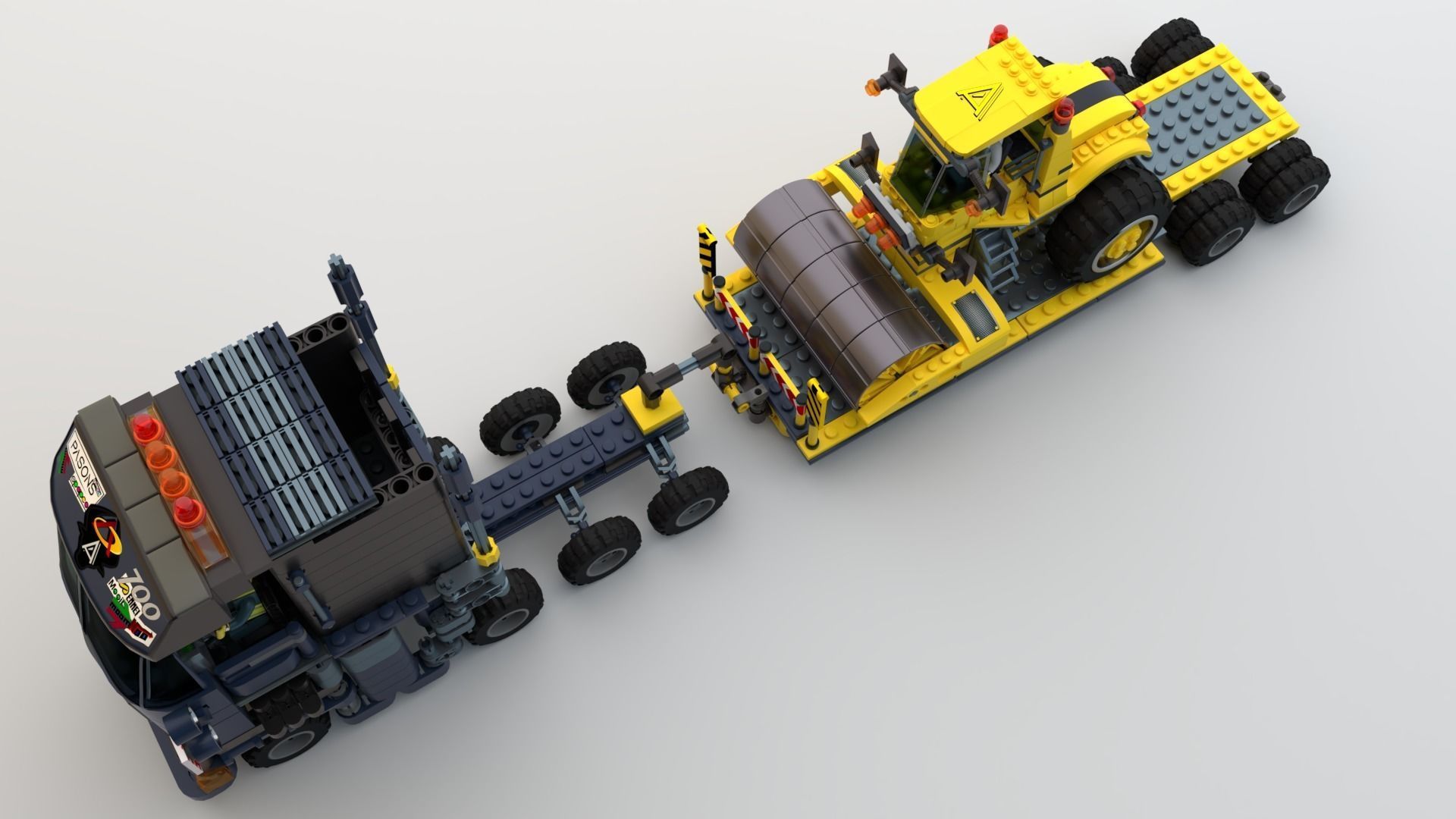 Lego Truck and Dozer with two drivers 3D model rigged | CGTrader