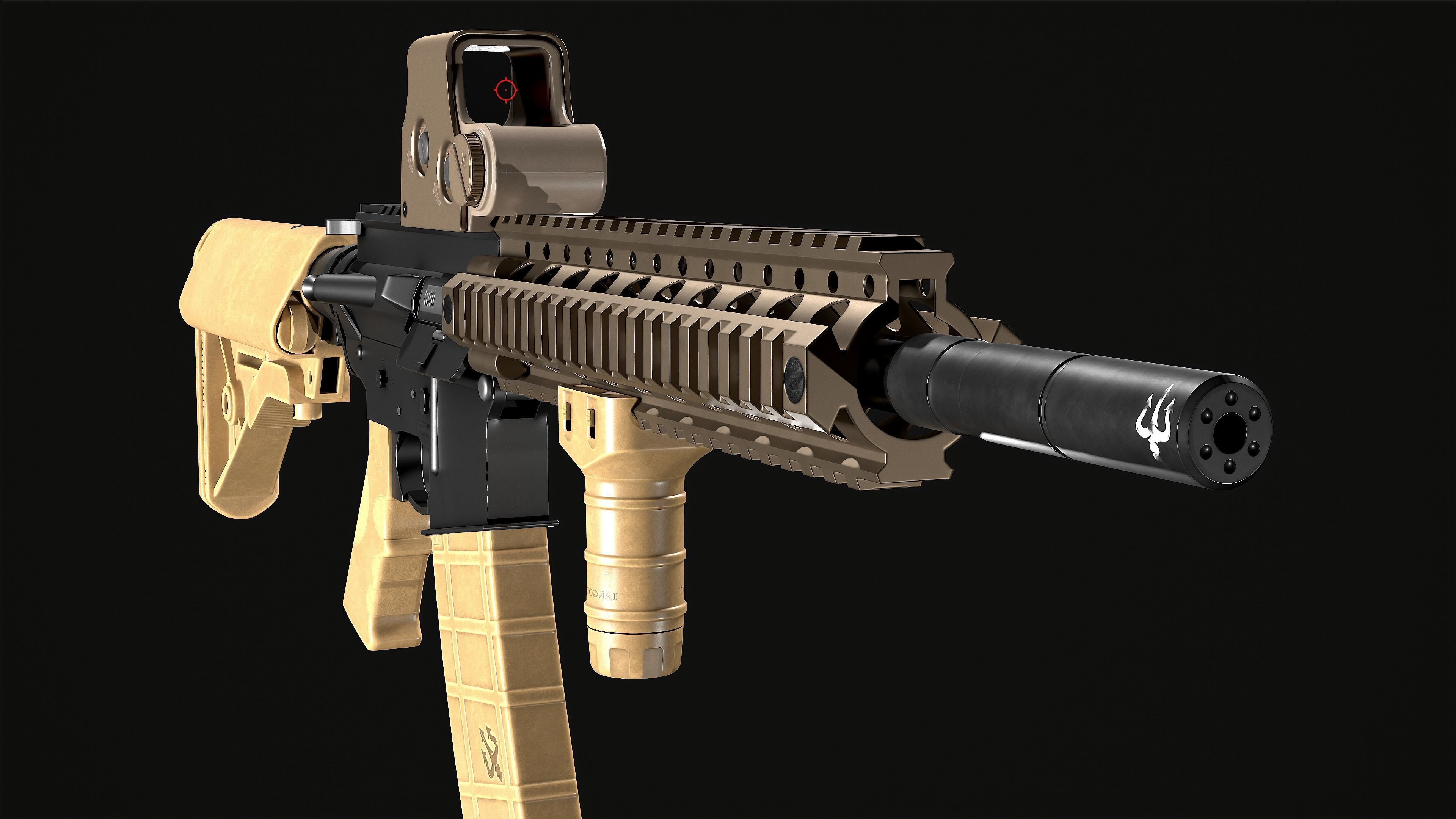 3D model MK18 Tactical Rifle PBR Game Ready VR / AR / low-poly | CGTrader