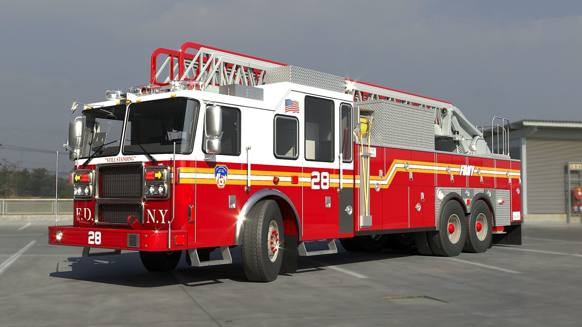 3D model Fire Truck FDNY Ladder with Interior VR / AR / low-poly | CGTrader