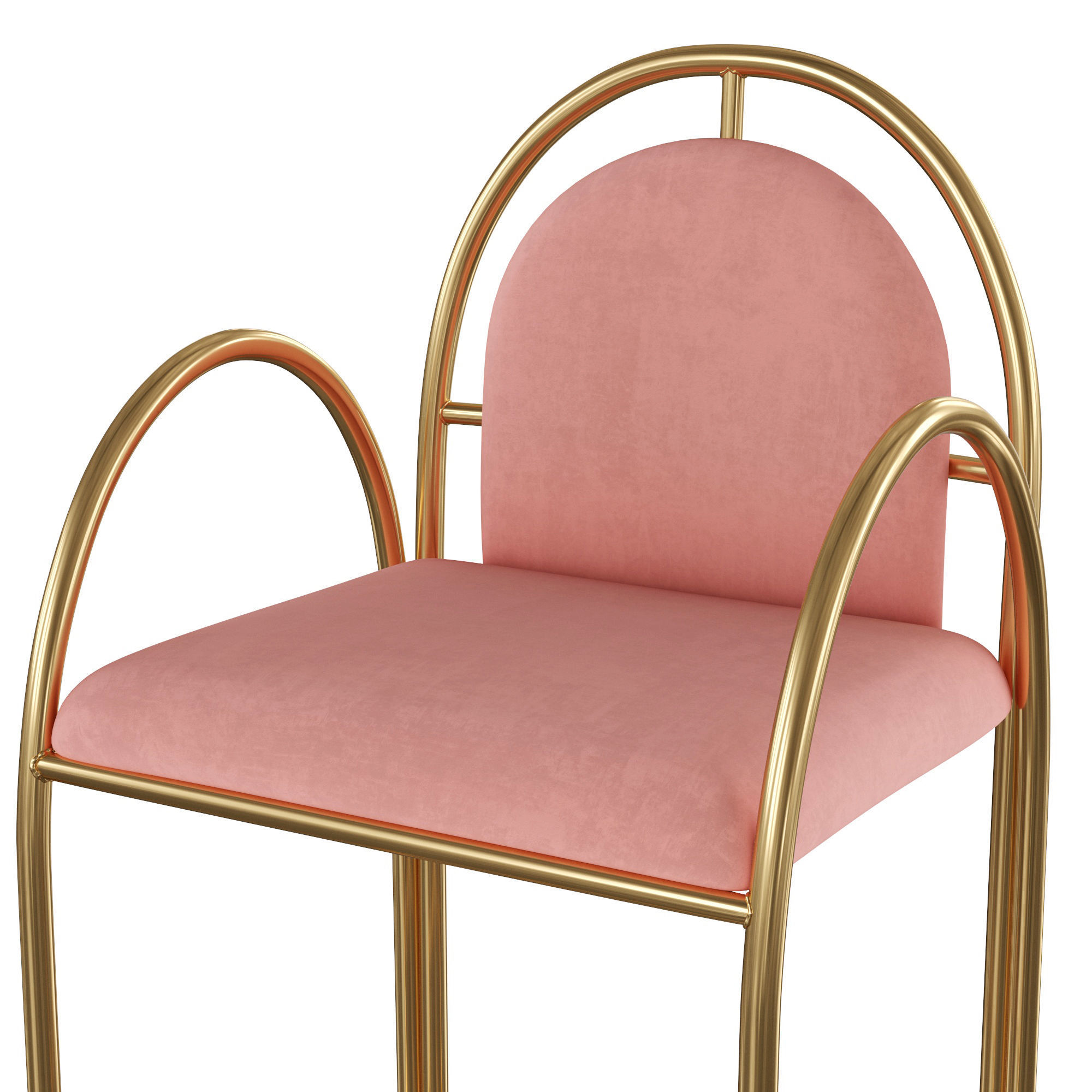 Modern Gold Metal Bar Stool with Back Counter Height 3D model | CGTrader