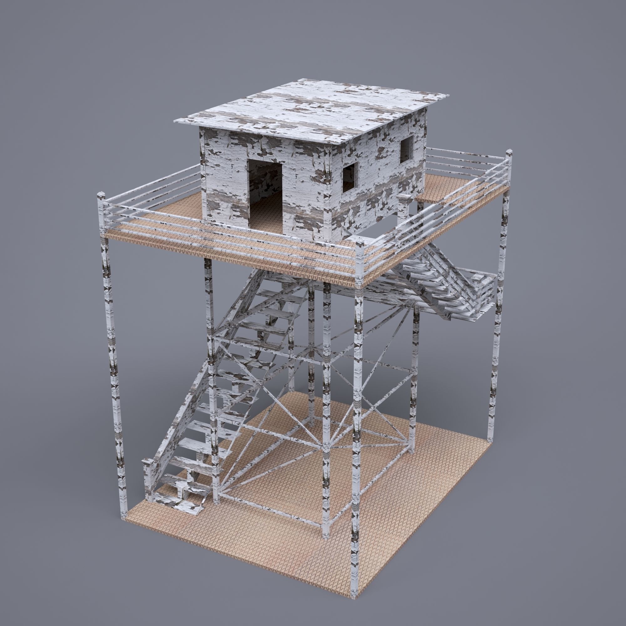 3D model Military Watch Tower Game Model Low poly VR / AR / low-poly ...