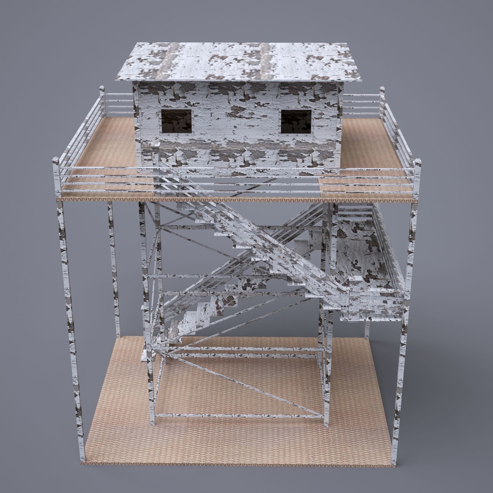 3D model Military Watch Tower Game Model Low poly VR / AR / low-poly ...