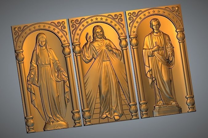polygon 3D model three golden statues of jesus 3D model 3D printable ...