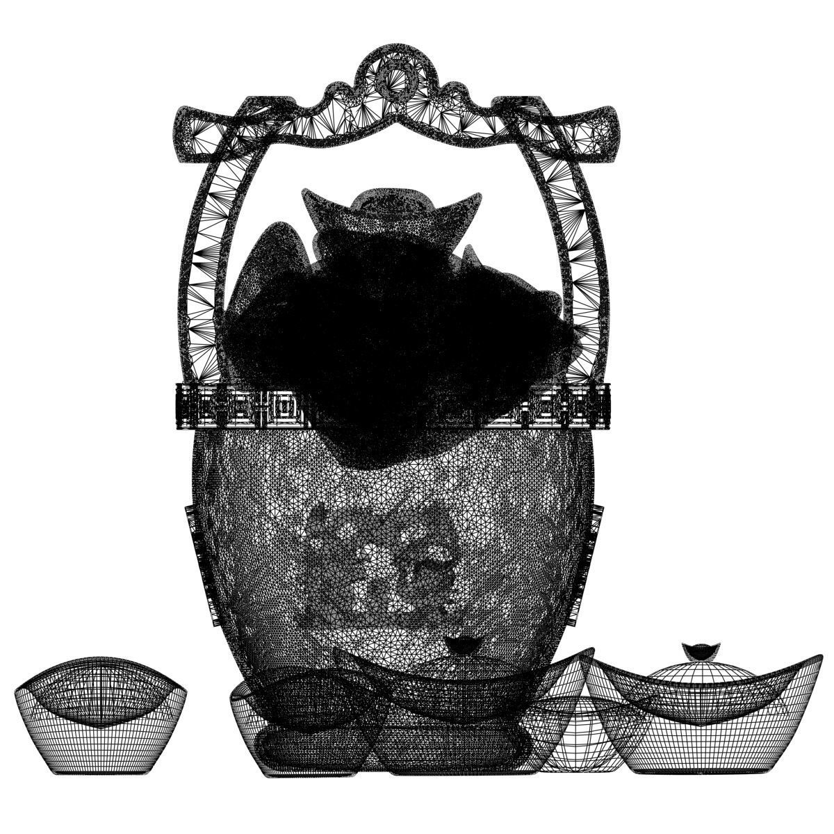 Chinese gold Ingot bucket 3D model | CGTrader