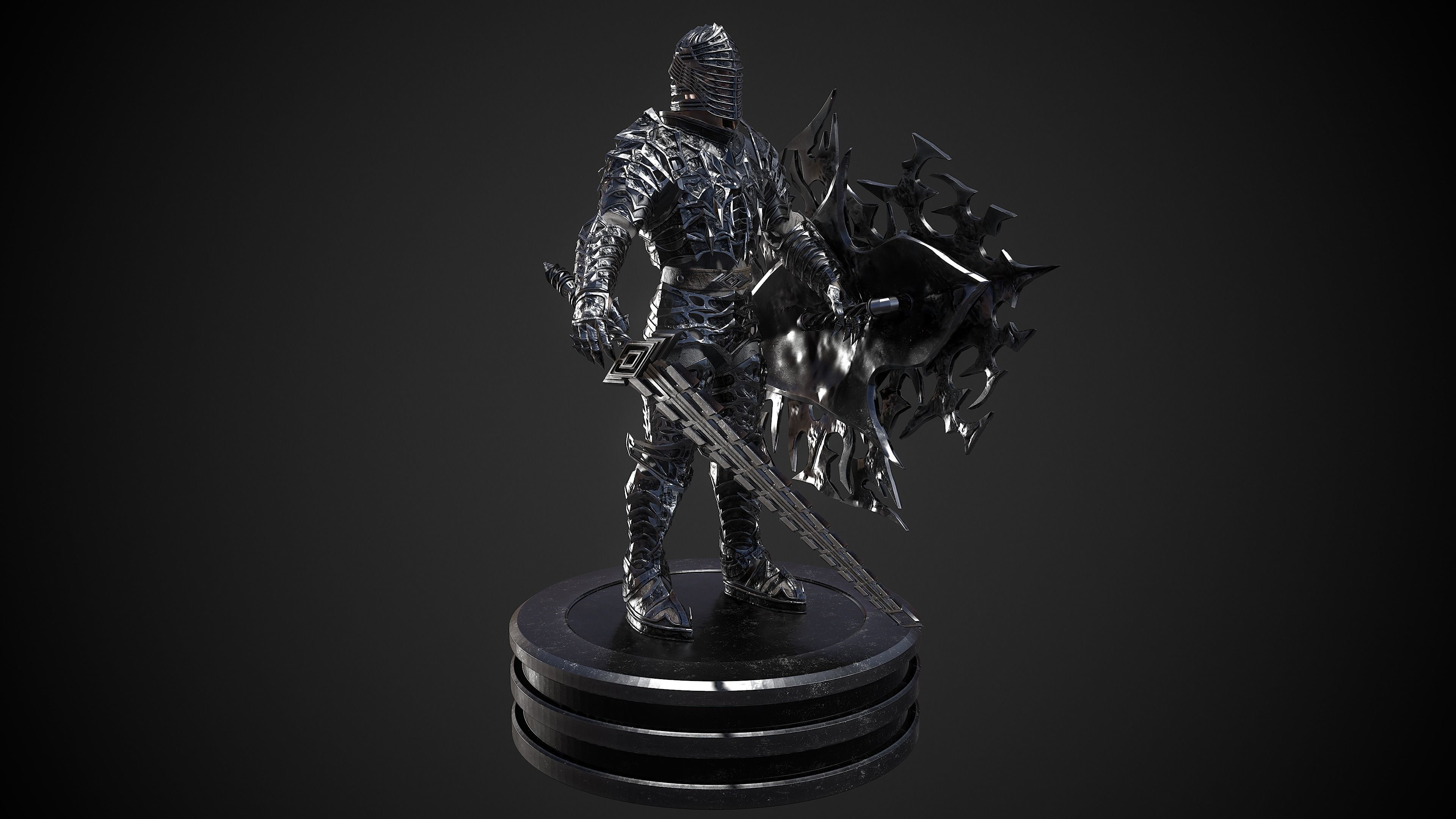 3D model Dark fantasy knight - Game Ready VR / AR / low-poly rigged ...