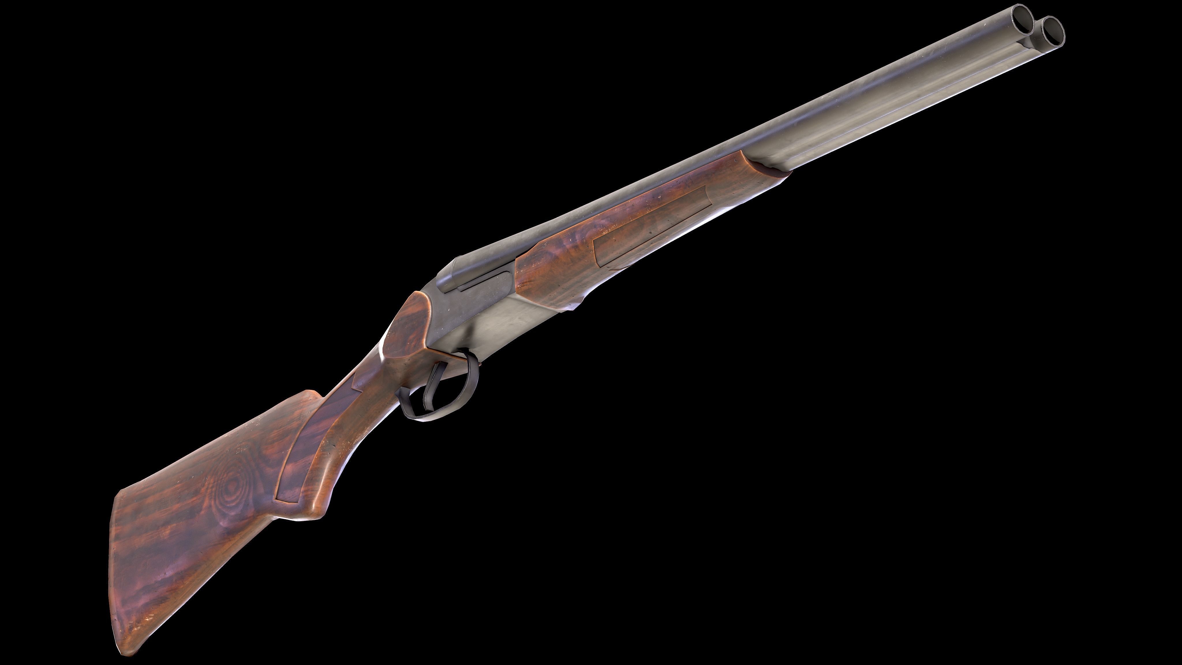 3D model Double Barreled Remington Shotgun PBR VR / AR / low-poly ...