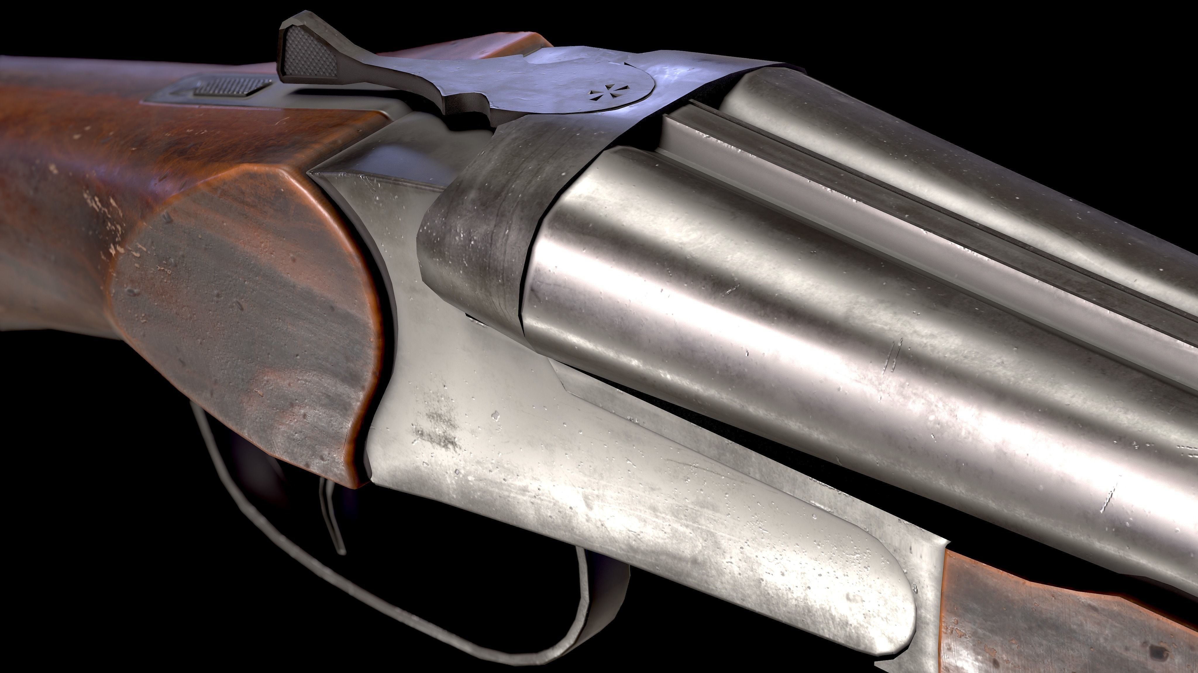 3D model Double Barreled Remington Shotgun PBR VR / AR / low-poly ...