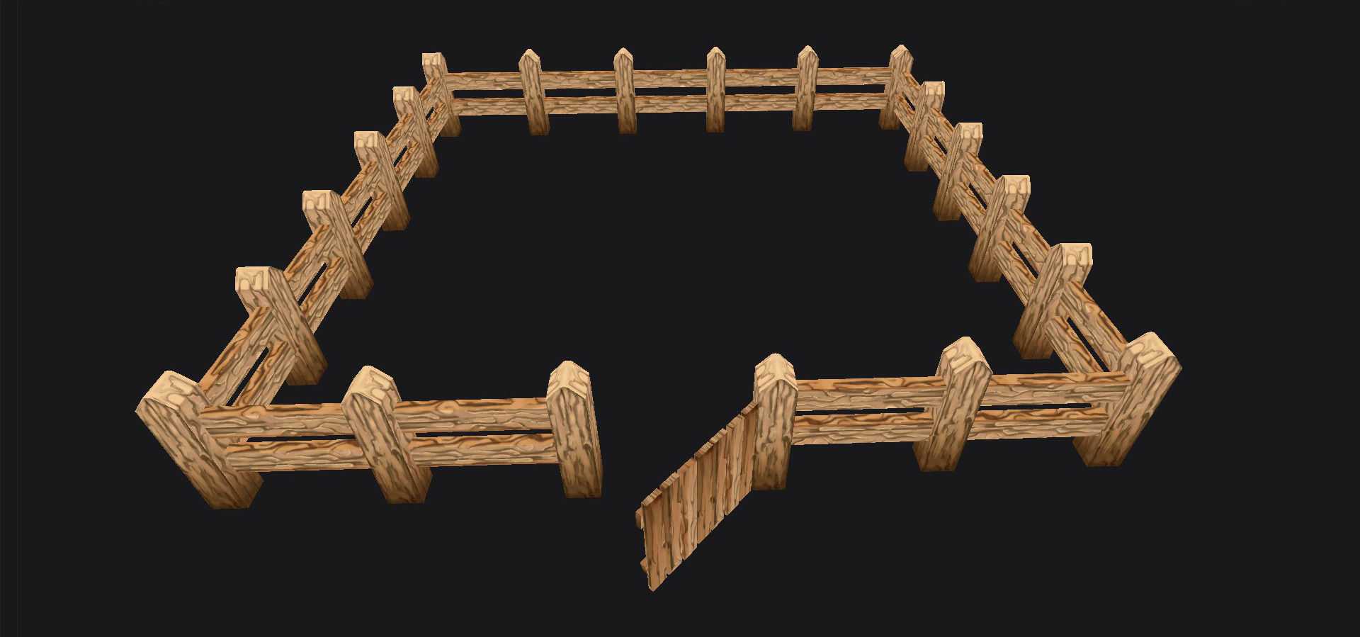 3D model Low Poly Fence Set VR / AR / low-poly | CGTrader
