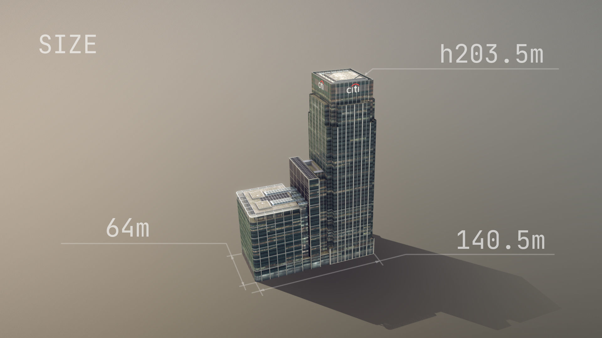 3D model London 25 Canada Square 33 Canada Square VR / AR / low-poly ...