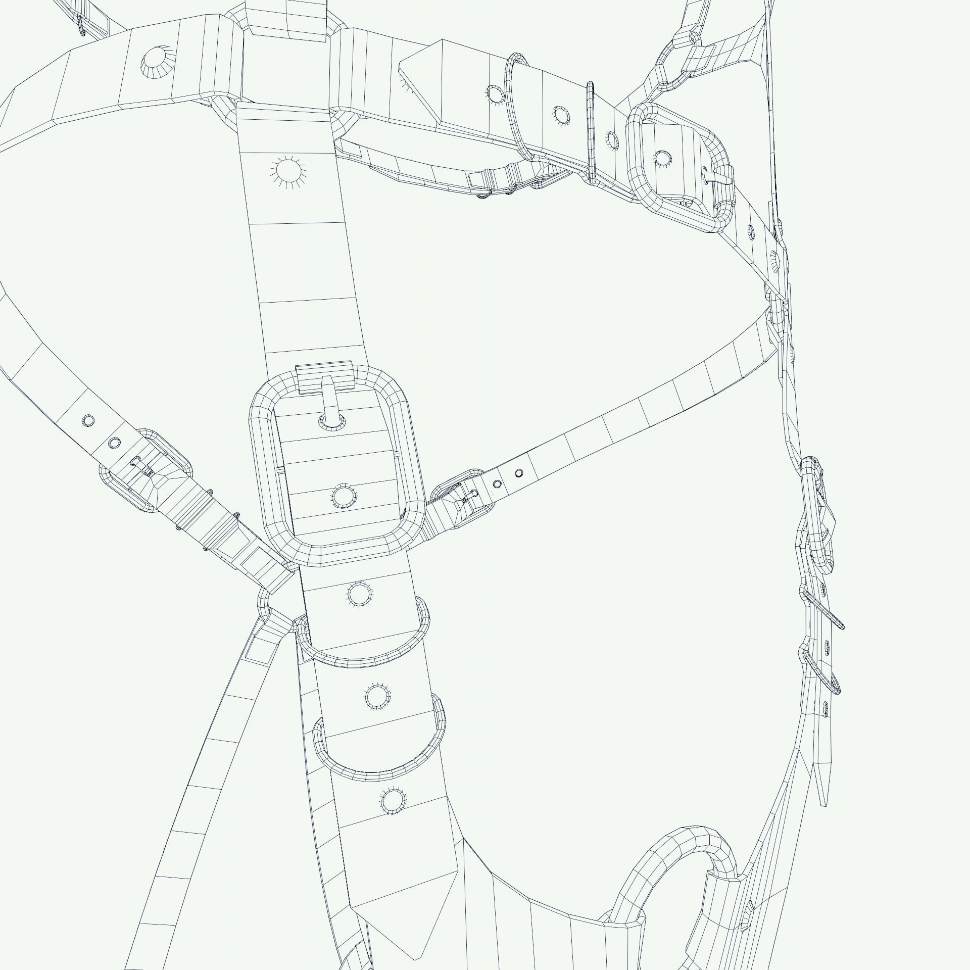 3D model Five leather portupeya harness bondage set VR / AR / low-poly ...