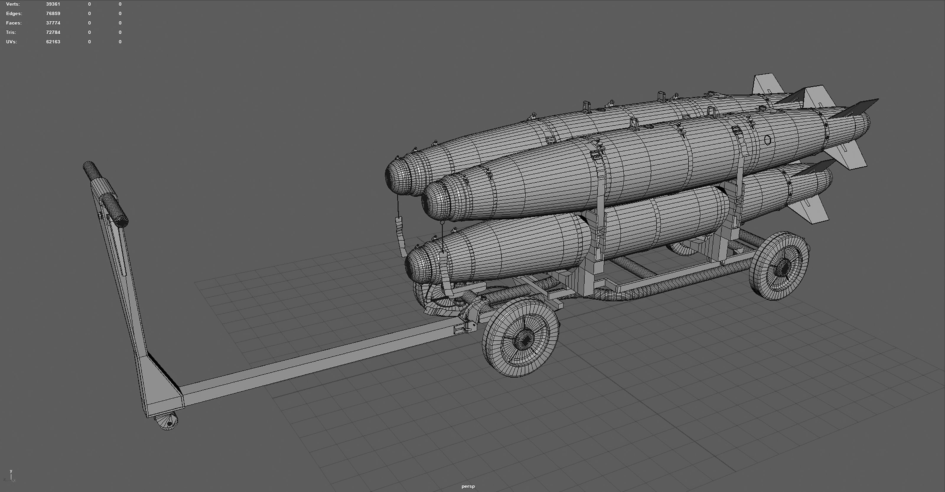 3D model USN MHU-191 Bombs Cart with GBU-38 Laser JDAM bombs VR / AR ...