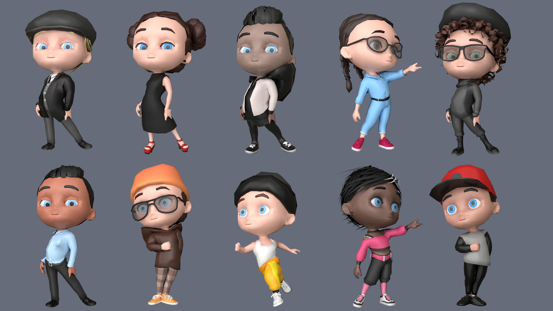 3D model characters 2 05 VR / AR / low-poly rigged animated | CGTrader