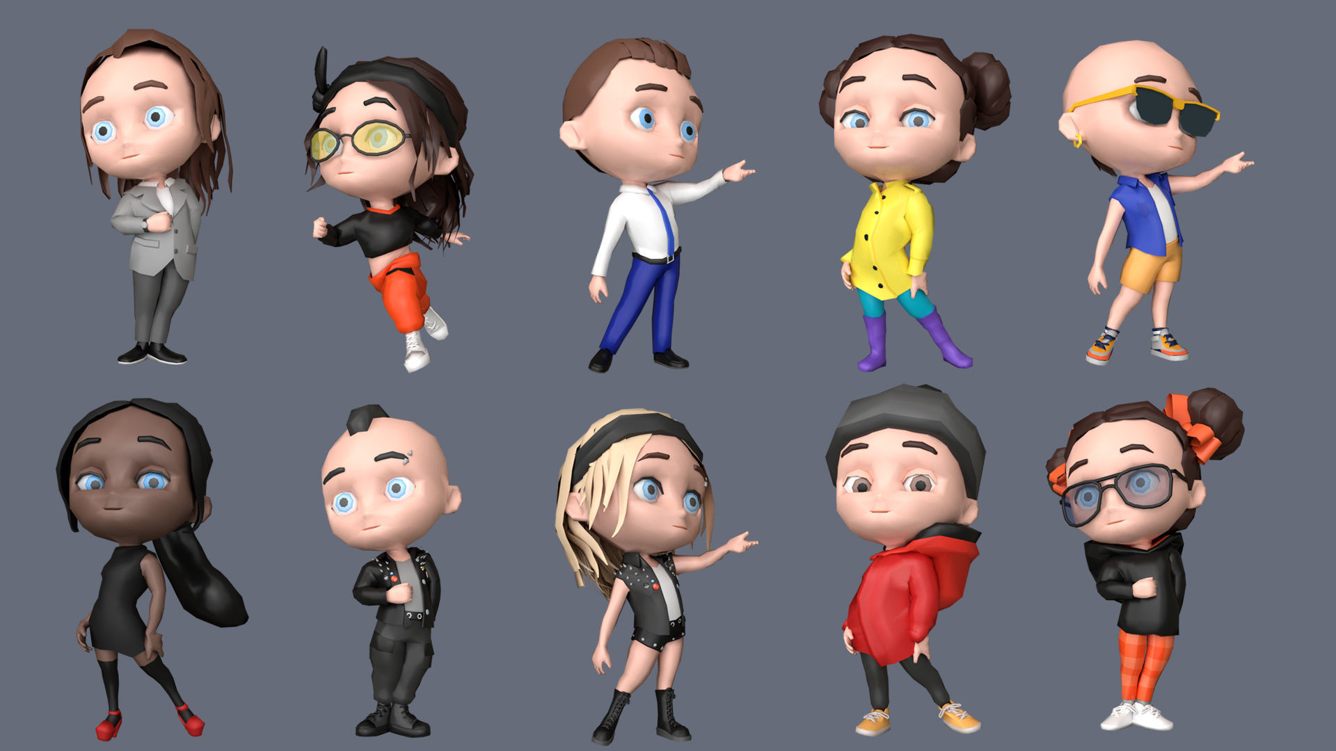 3D model characters 2 05 VR / AR / low-poly rigged animated | CGTrader