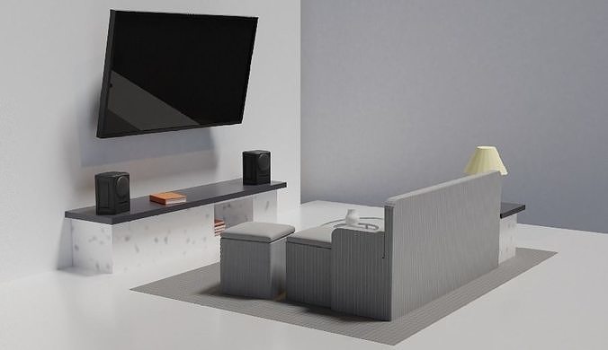 3D model Simple living room- Blender VR / AR / low-poly | CGTrader