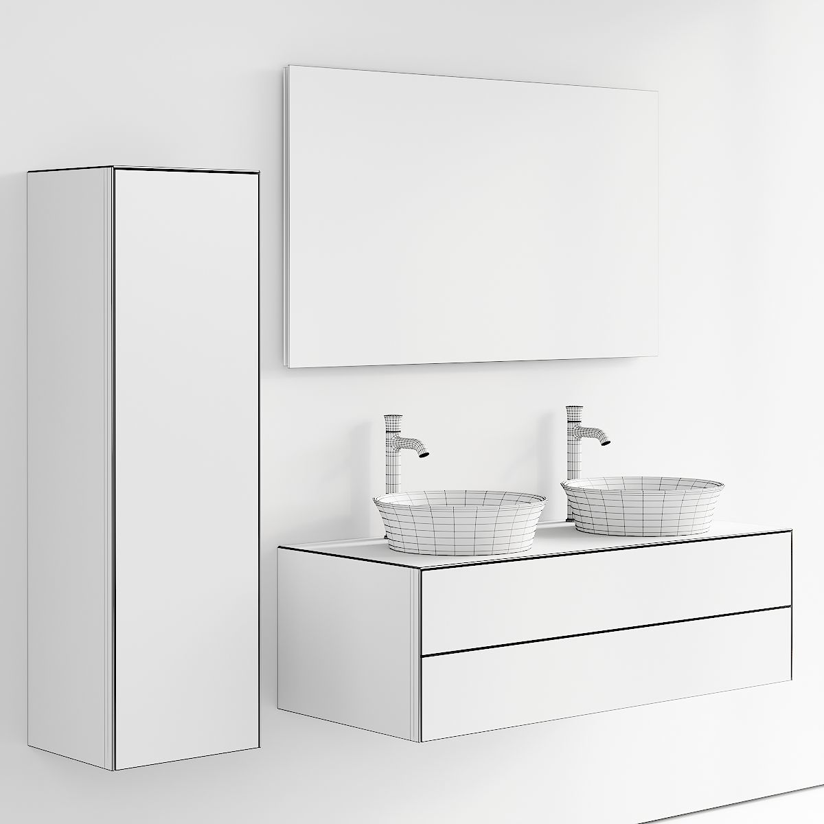 Duravit White Tulip Vanity Unit Set 1 3D model | CGTrader