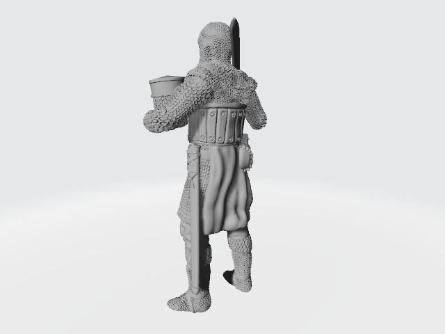 Medieval knight standing with sword on shoulder 3D model 3D printable ...