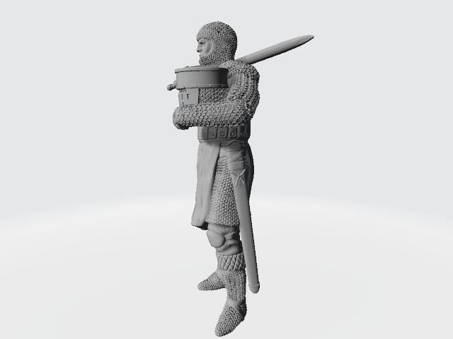 Medieval knight standing with sword on shoulder 3D model 3D printable ...
