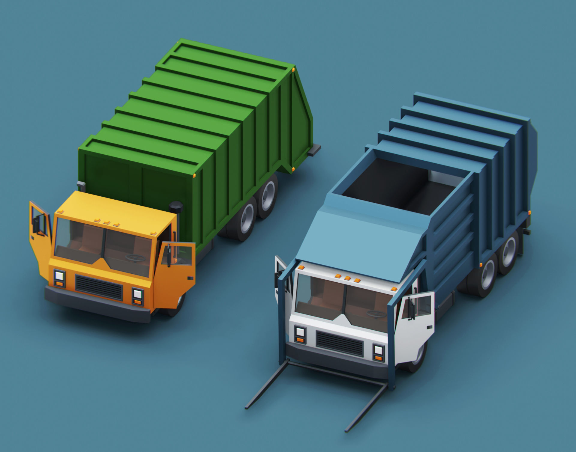 3D model Cartoon Stylized Garbage Trucks VR / AR / low-poly | CGTrader