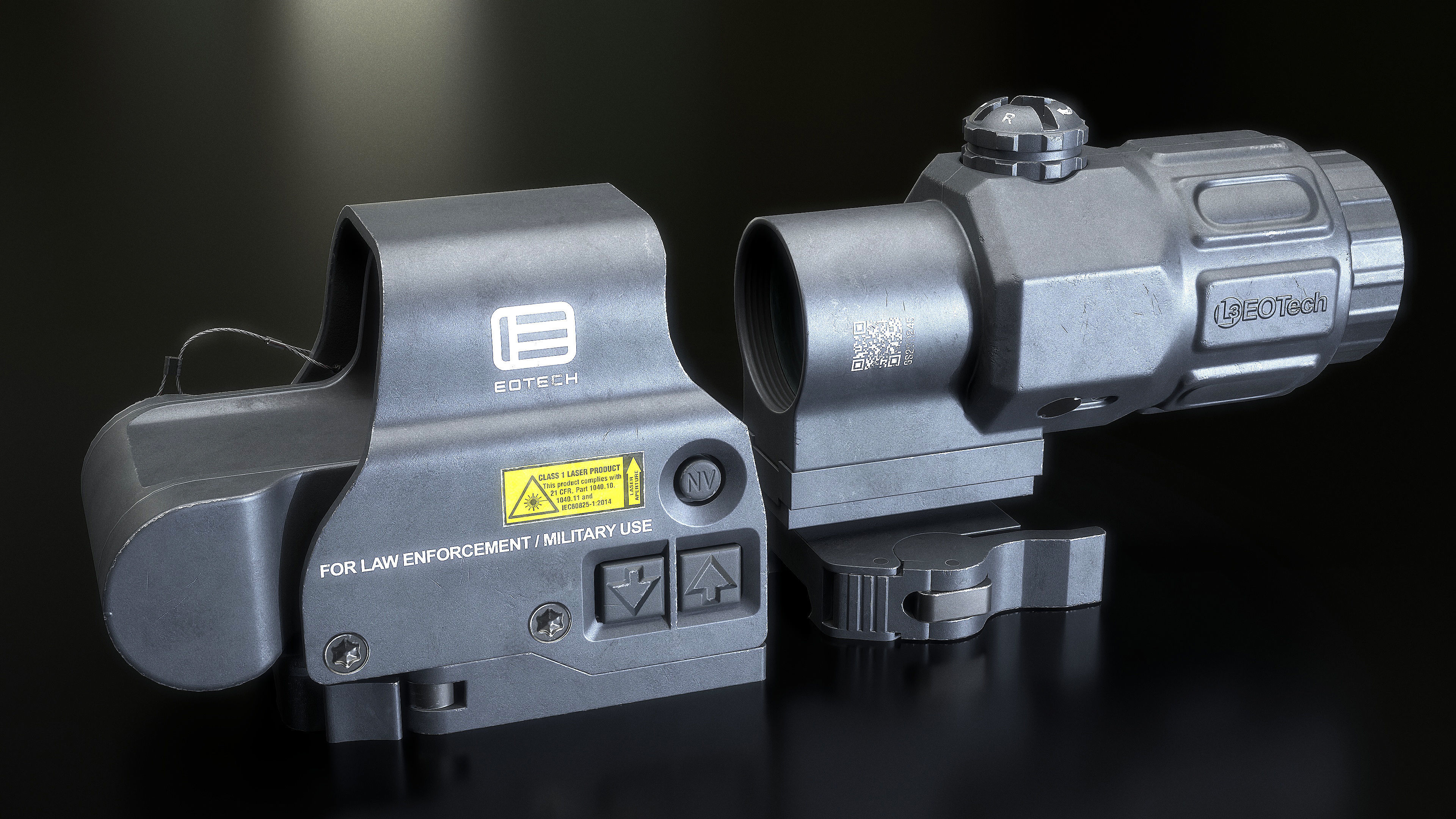 3D model EOTech EXPS3 With Magnifier 3x VR / AR / low-poly | CGTrader