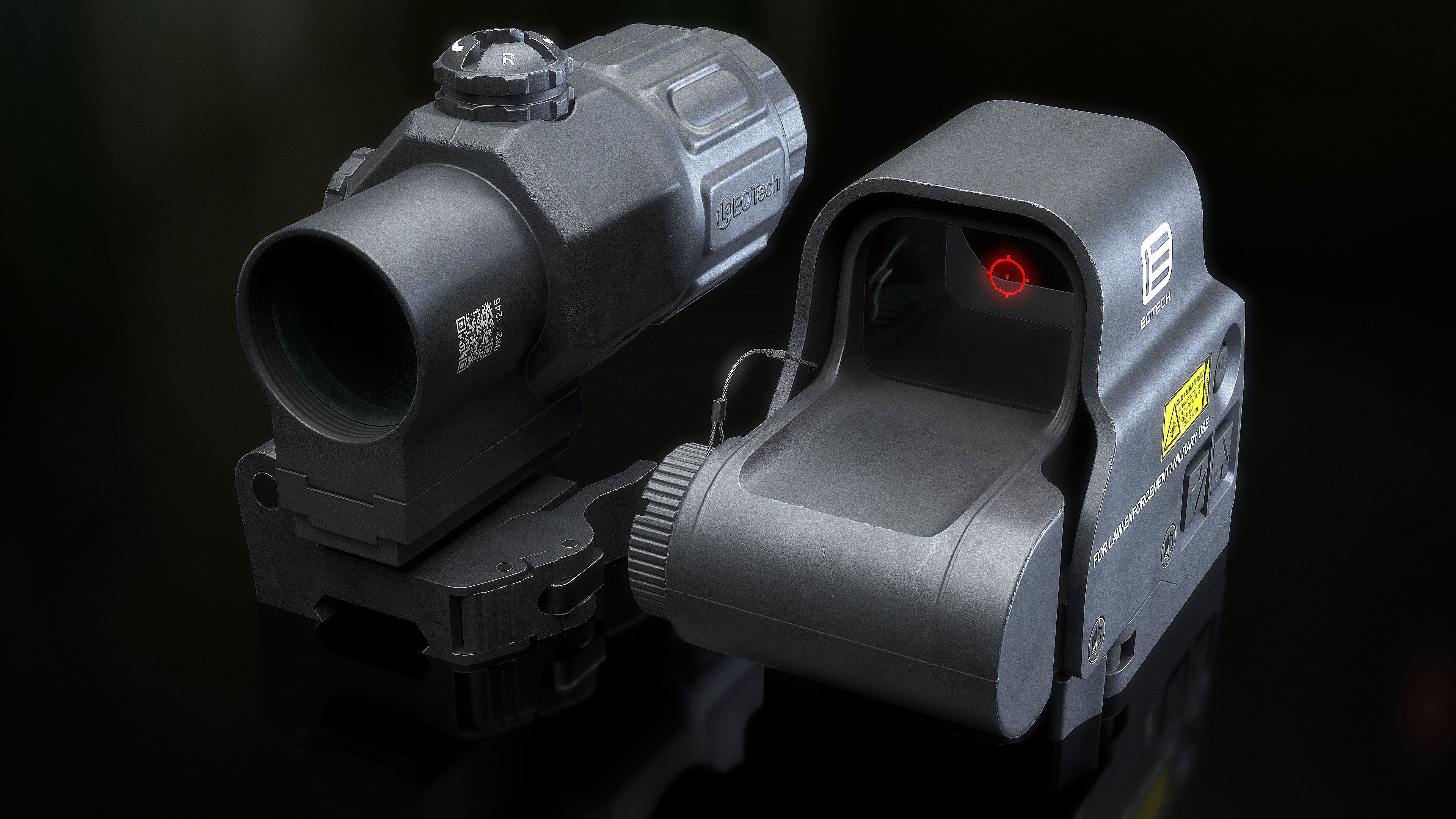 3D model EOTech EXPS3 With Magnifier 3x VR / AR / low-poly | CGTrader