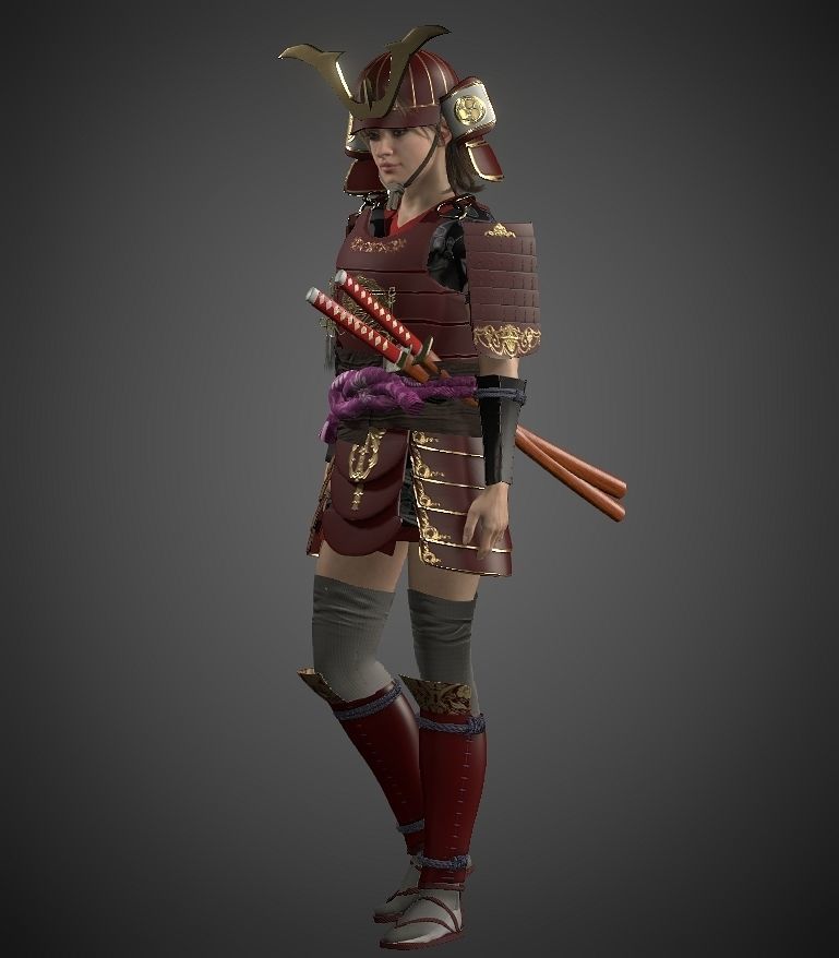 3D model Samurai girl soldier VR / AR / low-poly | CGTrader