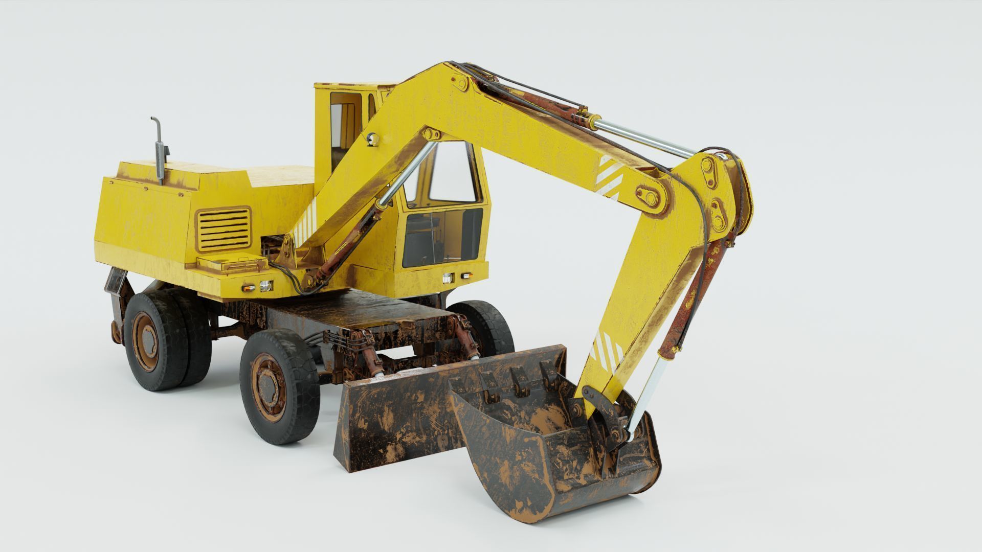 3D model Soviet and post soviet Russian EO-3323 excavator game ready VR ...