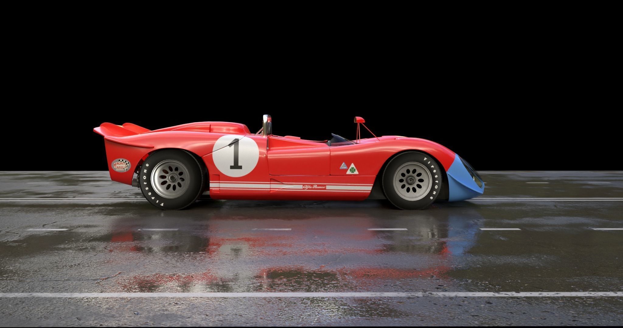 3D model Alfa Romeo T33 Short Tail Race Car Low poly Game-Ready Model ...