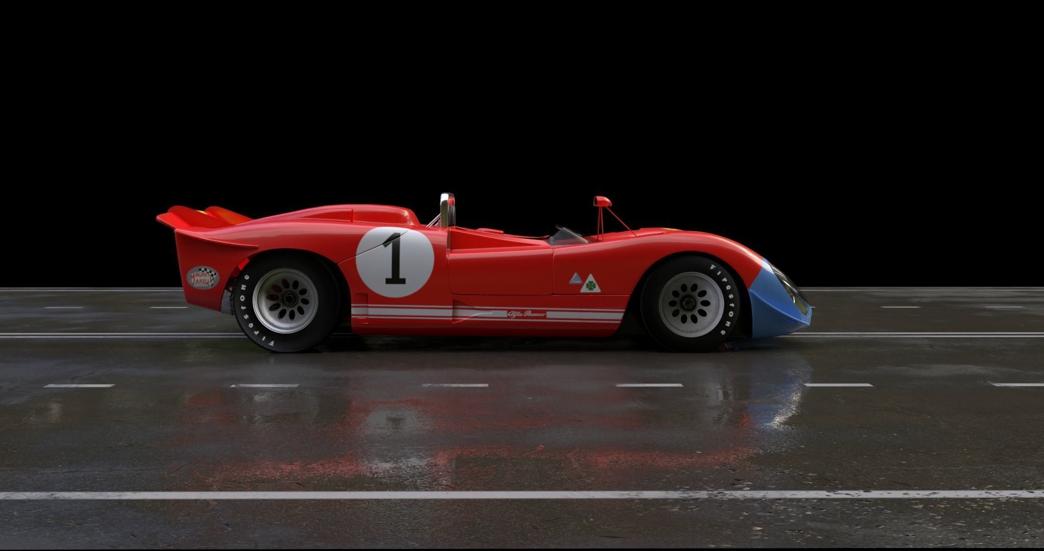 3D model Alfa Romeo T33 Short Tail Race Car Low poly Game-Ready Model VR / AR / low-poly | CGTrader