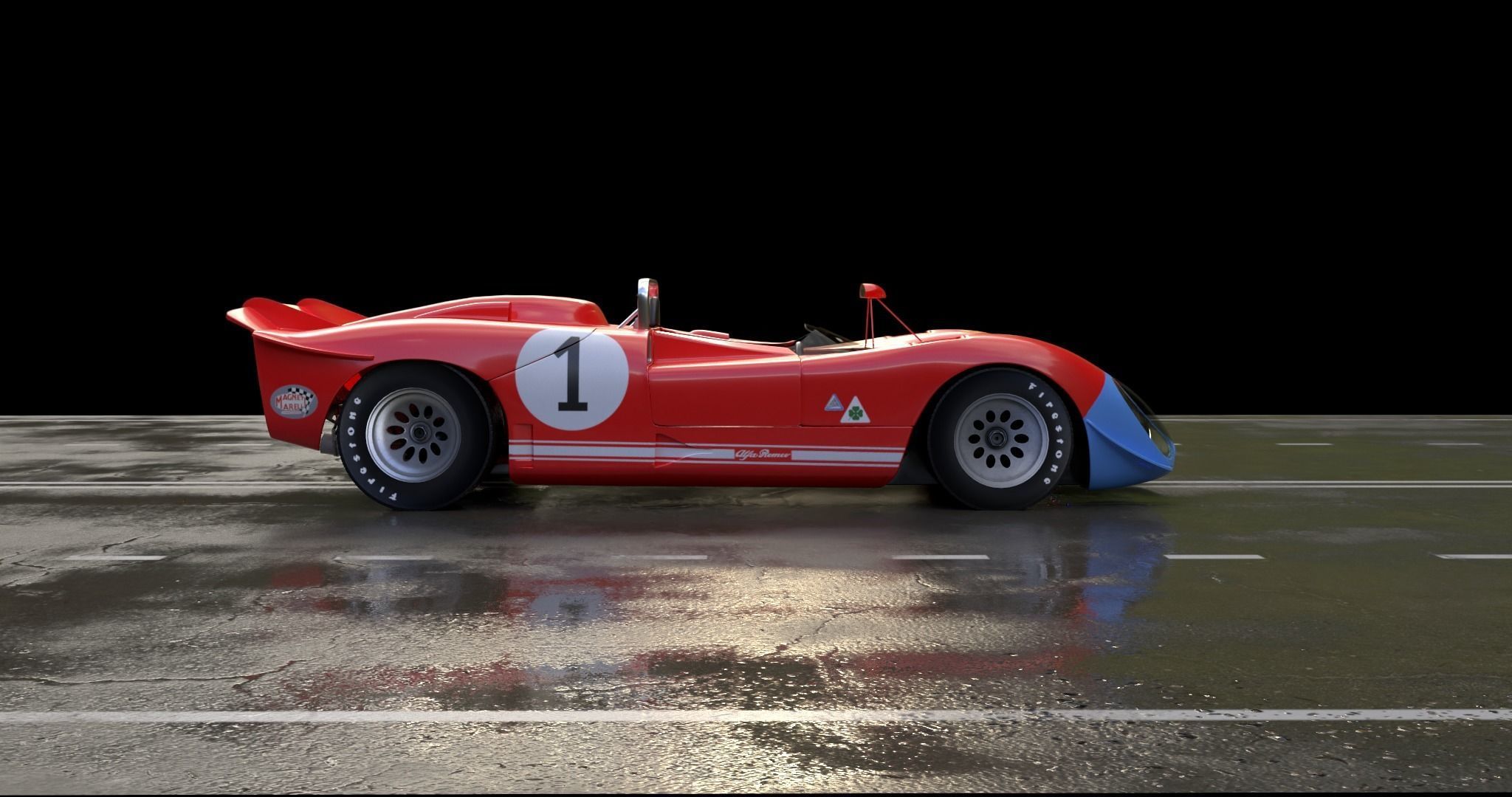 3D model Alfa Romeo T33 Short Tail Race Car Low poly Game-Ready Model VR / AR / low-poly | CGTrader