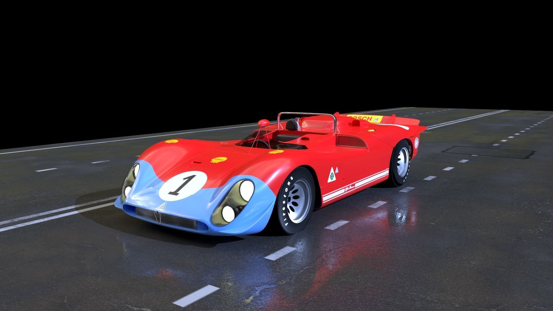 3D model Alfa Romeo T33 Short Tail Race Car Low poly Game-Ready Model VR / AR / low-poly | CGTrader