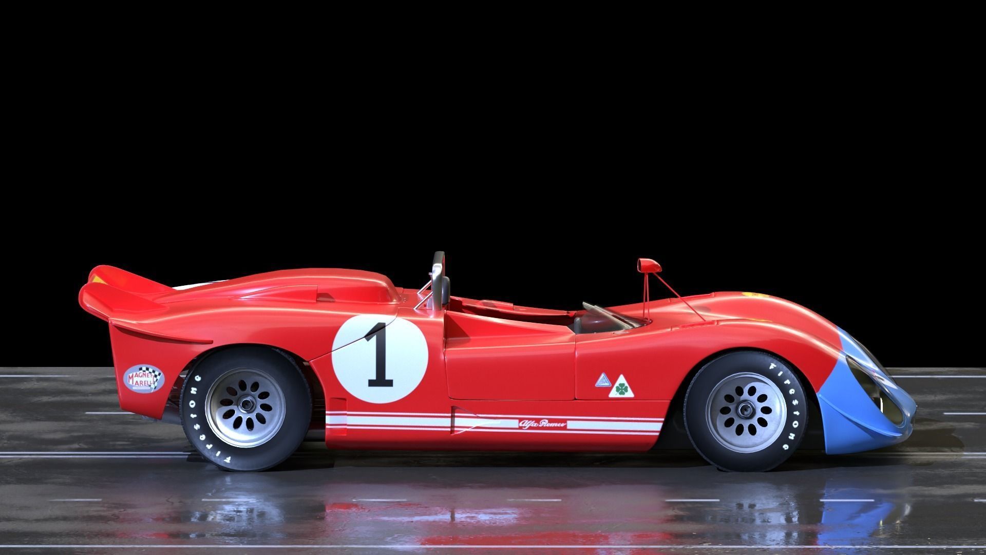 3D model Alfa Romeo T33 Short Tail Race Car Low poly Game-Ready Model ...