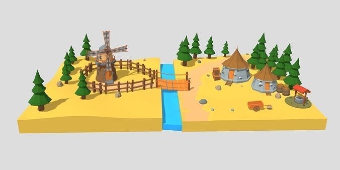 3D model countryside environment VR / AR / low-poly | CGTrader